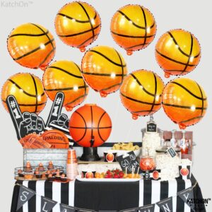 KatchOn, Big Pack of 10, Basketball Balloons - 18 Inch, Basketball Decorations | Mylar Basketball Balloon for Homecoming Decorations, Basketball Party Decorations | Basketball Birthday Decorations