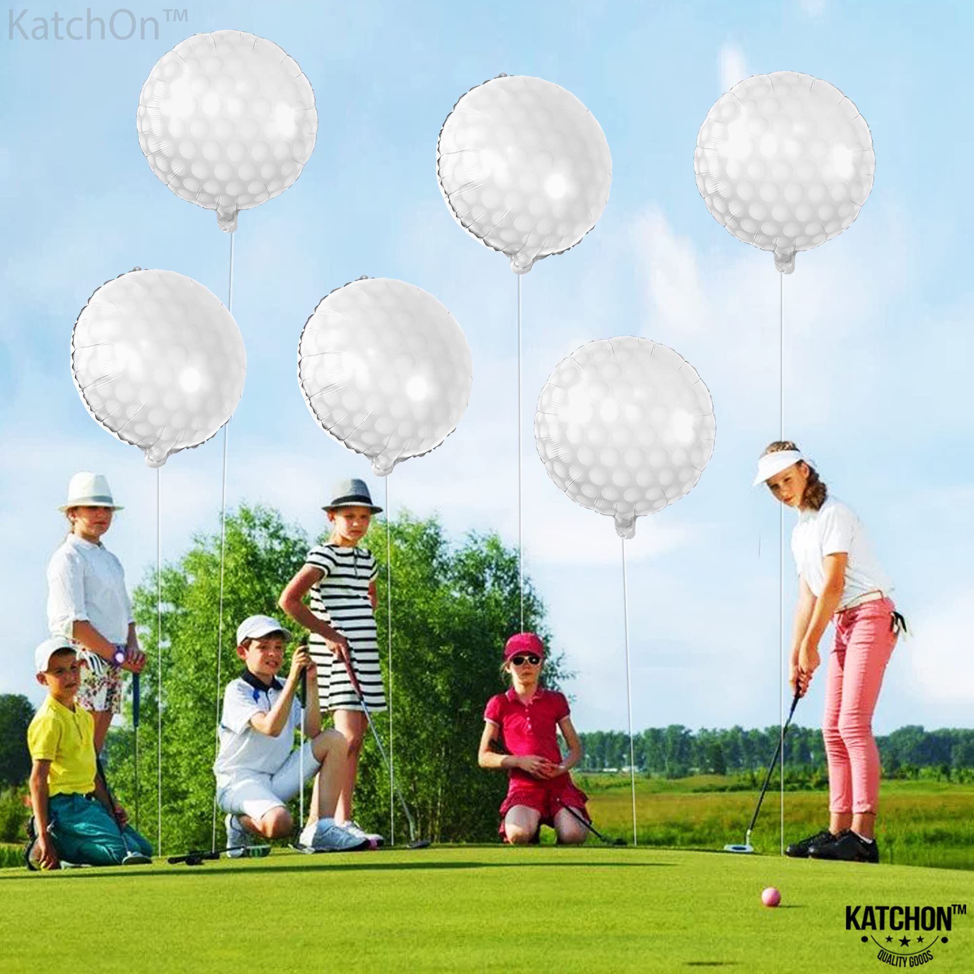 KatchOn, Huge Golf Balloons for Golf Party - 18 Inch | Golf Ball Balloons for Hole In One Birthday Decorations | Golf Balloon arch for Golf Birthday Party Decorations | Masters Golf Party Decorations