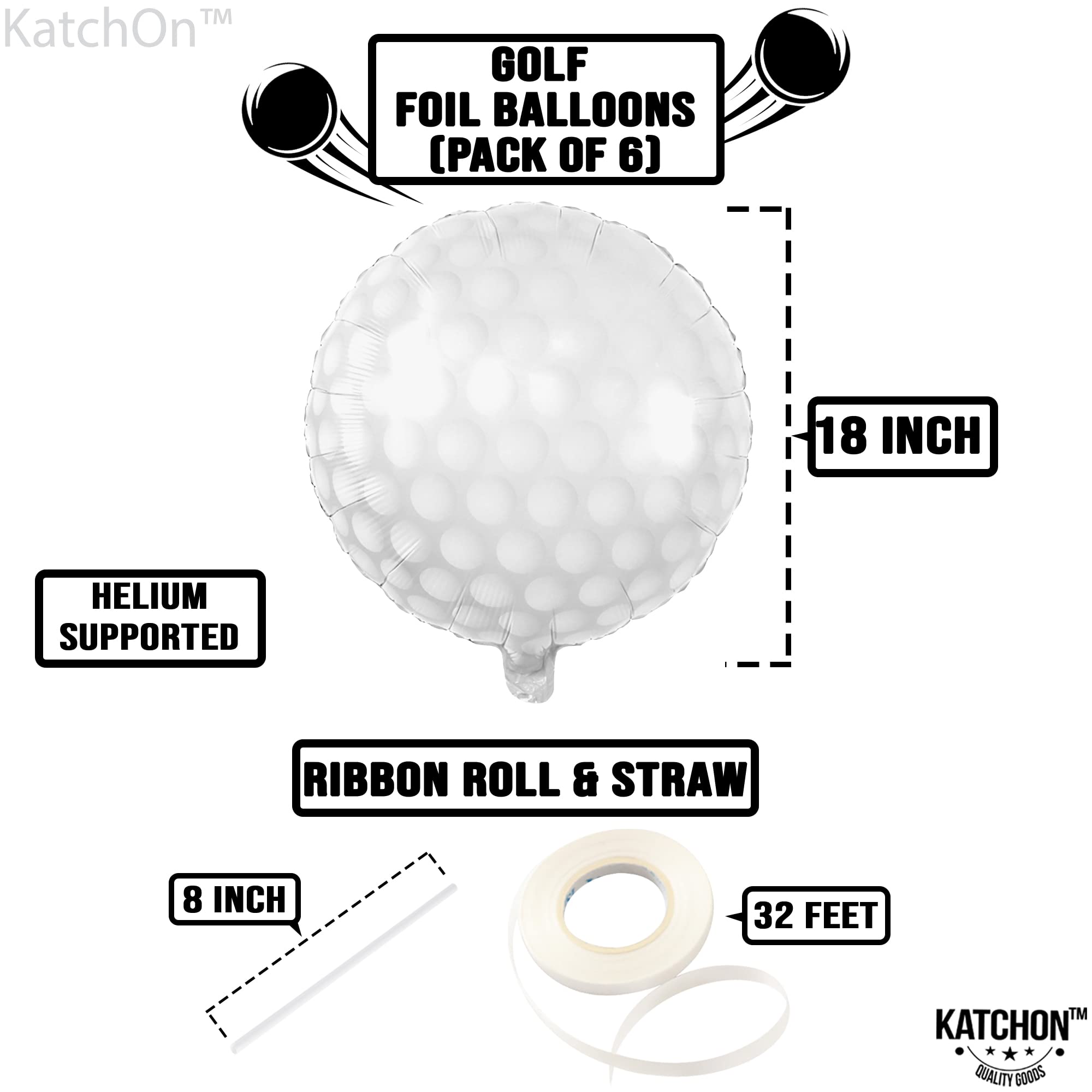 KatchOn, Huge Golf Balloons for Golf Party - 18 Inch | Golf Ball Balloons for Hole In One Birthday Decorations | Golf Balloon arch for Golf Birthday Party Decorations | Masters Golf Party Decorations