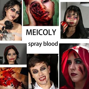 MEICOLY Blood Splatter, 2.1oz Fake Blood Spray, Halloween Liquid Blood for Clothes, Zombie Bride, Vampire and Monster SFX Scary Clown Makeup & Dress Up,Dark,1 Pack