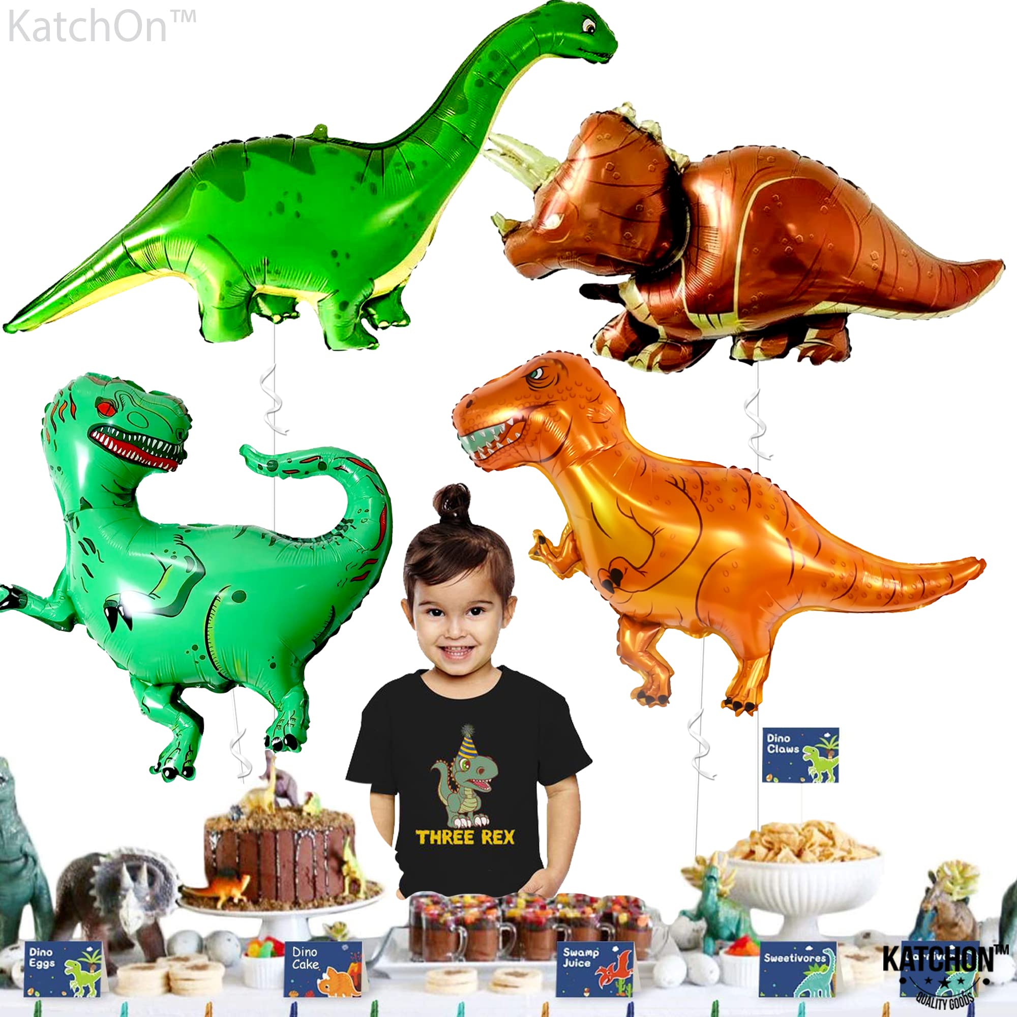 KatchOn Giant Dinosaur Balloons Set - 51 Inch, 4 Count, Multi-Occasion Decor