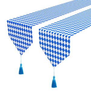 wehhbtye 2 pack oktoberfest table runner -12 x71 table runner oktoberfest decorations with tassels -table runner dresser scarves for table dinner holiday party (oktoberfest diamond, 2)