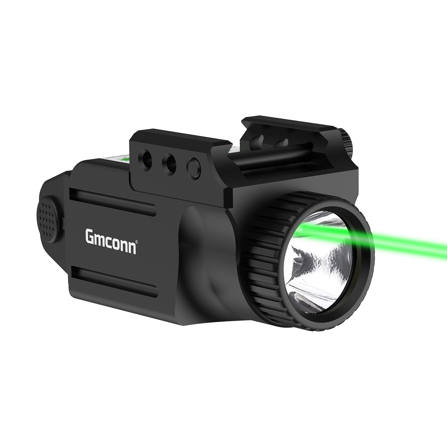 Gmconn Pistol Flashlight Green Laser White LED Light Combo with Compact Rail Mount for Handgun Picatinny Rail (Green Laser)