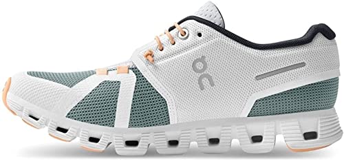 ON Women's Cloud 5 Push Sneakers, White/Cobble, 10.5