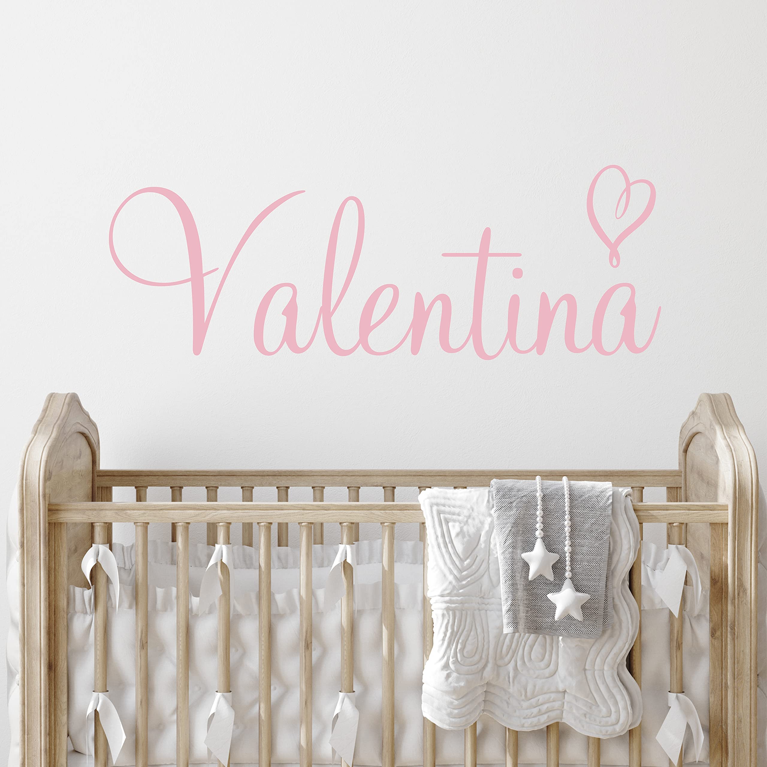 Custom Name & Heart Wall Decal- Baby Boy Girl Unisex - Nursery Decal for Home Bedroom Children - Wall Sticker (397)) (10" Wide x 4" high)