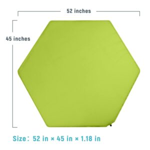 Minnebaby Hexagon Playpen Mat Compatible with Summer Pop 'N Play Playard & Regalo Play Yard, Self Inflating Playard Pad, Comfortable and Portable Playmat with Carrying Bag - Green