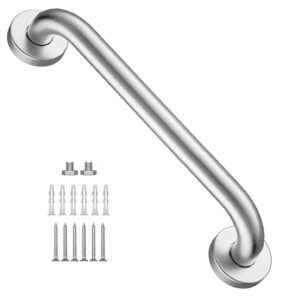 12 inch shower grab bar satin brushed nickel, zuext stainless steel safety grab bar handle, bathroom balance bar, safety hand rail support - handicap, elderly, injury, senior assist bath handle