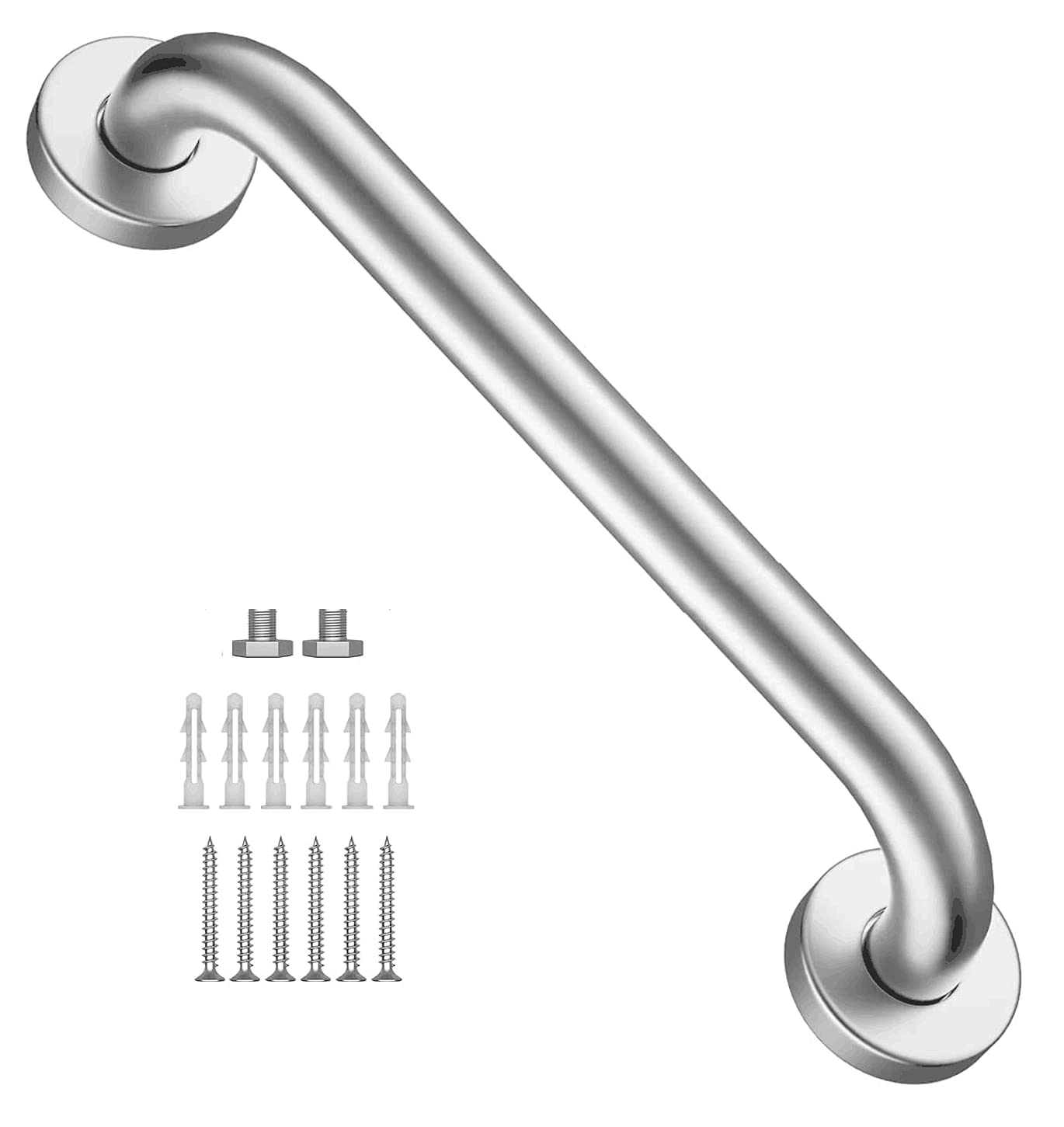 12 Inch Shower Grab Bar Satin Brushed Nickel, ZUEXT Stainless Steel Safety Grab Bar Handle, Bathroom Balance Bar, Safety Hand Rail Support - Handicap, Elderly, Injury, Senior Assist Bath Handle