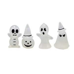 binaryabc halloween glow in the dark pumpkin ghost miniature figurines,luminous garden ghost decor, fairy garden doll house accessories,halloween party favors,4pcs