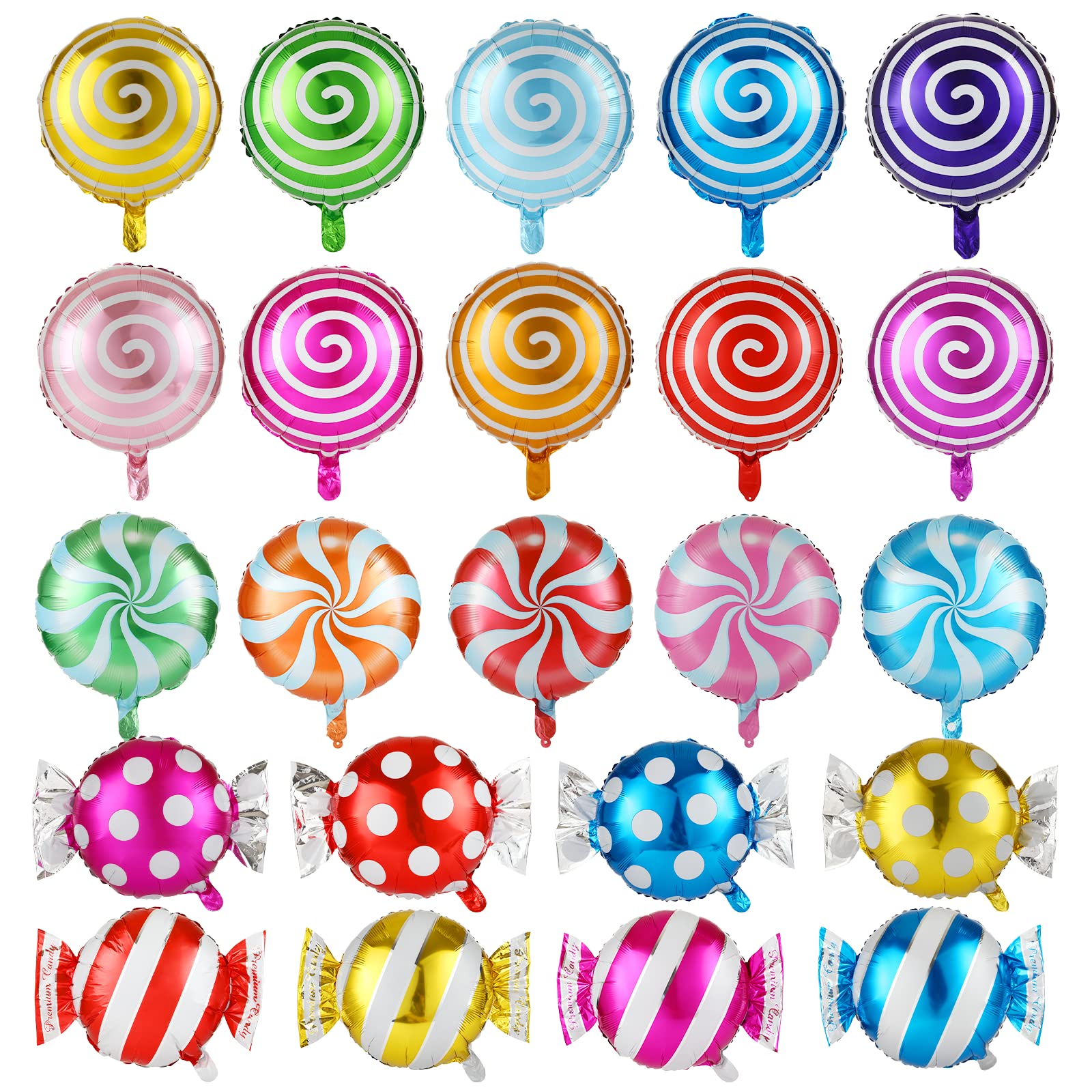 23PCS Sweet Candy Bar Balloons 18" Foil Mylar Lollipop Christmas Balloons for Holiday Baby Shower Birthday Party Supplies Decorations