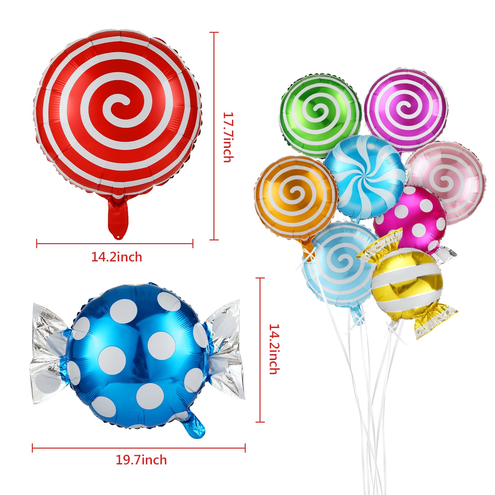 23PCS Sweet Candy Bar Balloons 18" Foil Mylar Lollipop Christmas Balloons for Holiday Baby Shower Birthday Party Supplies Decorations