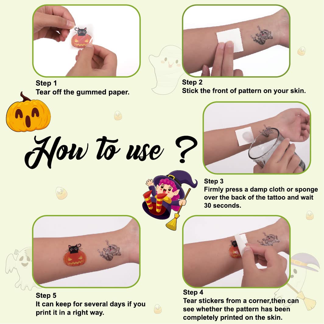 288PCS Assorted Halloween Tattoos for Kids Party Favors - Temporary Tattoo for Goody Bags Fillers Trick Or Treat Gifts - Includes Pumpkin/Skull/Ghost/Monster