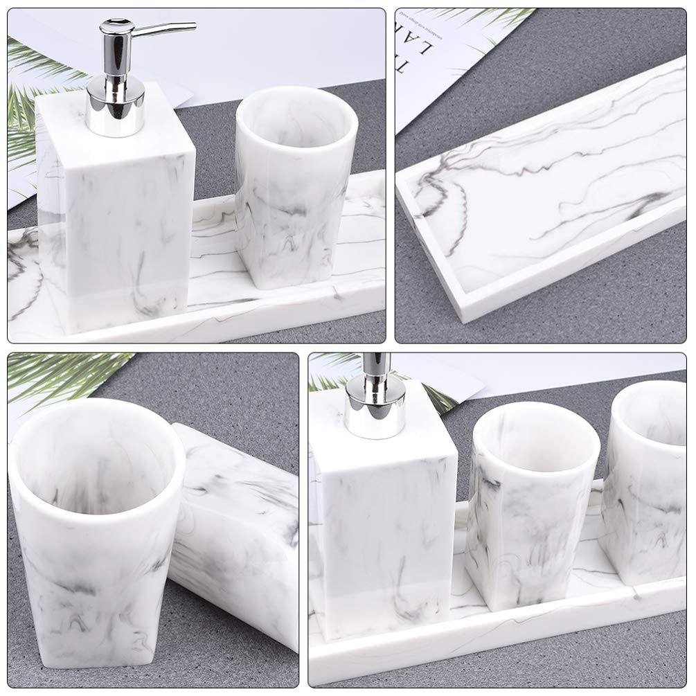 DOITOOL 1 Set Bathroom Four Piece Set Wall Bathroom Organizer Vanity Toothbrush Cup Bathroom Accessories Ceramic Shampoo tub Tray Bathroom soap Dispenser Tray Cups Liquid Combination