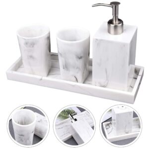 DOITOOL 1 Set Bathroom Four Piece Set Wall Bathroom Organizer Vanity Toothbrush Cup Bathroom Accessories Ceramic Shampoo tub Tray Bathroom soap Dispenser Tray Cups Liquid Combination