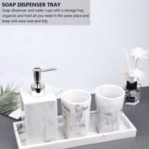 DOITOOL 1 Set Bathroom Four Piece Set Wall Bathroom Organizer Vanity Toothbrush Cup Bathroom Accessories Ceramic Shampoo tub Tray Bathroom soap Dispenser Tray Cups Liquid Combination