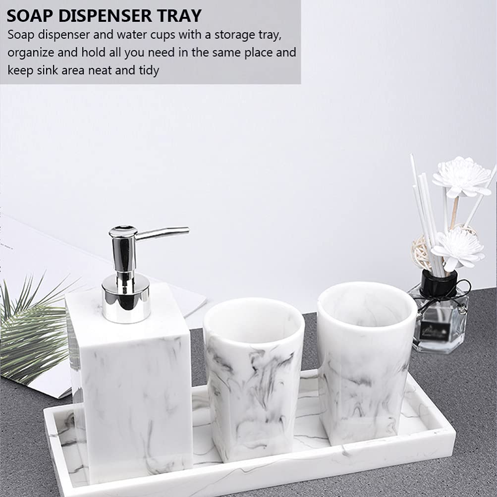 DOITOOL 1 Set Bathroom Four Piece Set Wall Bathroom Organizer Vanity Toothbrush Cup Bathroom Accessories Ceramic Shampoo tub Tray Bathroom soap Dispenser Tray Cups Liquid Combination