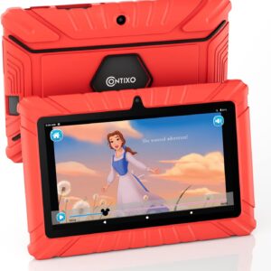 Contixo Kids Tablet V8, 7-inch HD, Ages 3-7, Toddler Tablet with Camera, Parental Control - Android 11, 16GB, WiFi, Learning Tablet for Children, 50+ Disney Storybooks Apps and Kid-Proof Case, Red