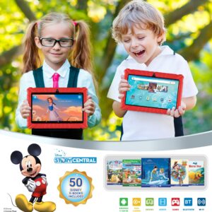 Contixo Kids Tablet V8, 7-inch HD, Ages 3-7, Toddler Tablet with Camera, Parental Control - Android 11, 16GB, WiFi, Learning Tablet for Children, 50+ Disney Storybooks Apps and Kid-Proof Case, Red