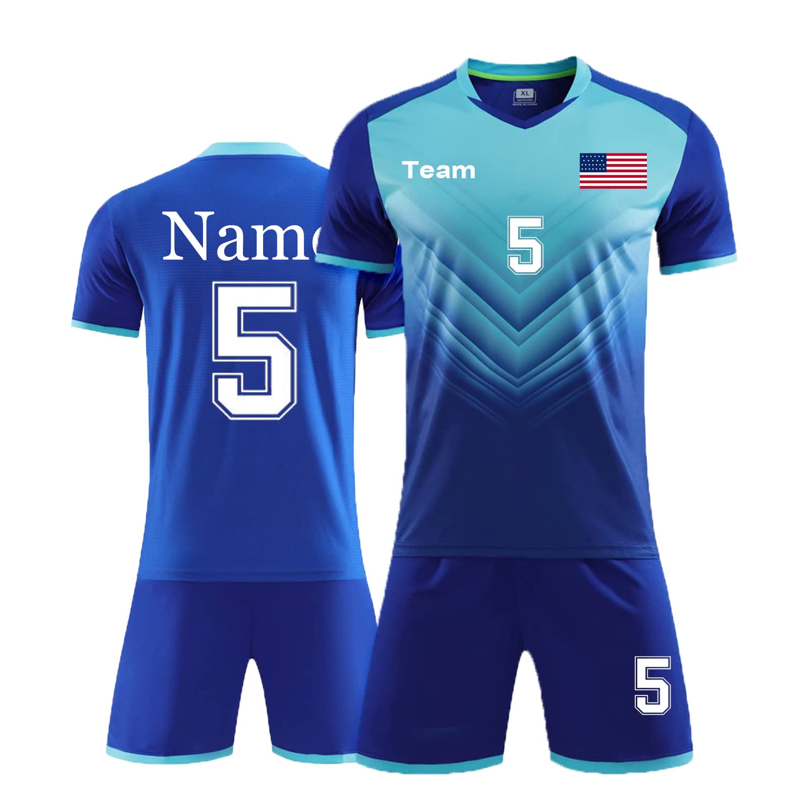 Custom Soccer Jersey for Mens Womens Adults Kids Soccer Short and Shirt with Name Number Team Logo … Navy Blue