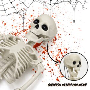 TOY Life 4 Pcs Halloween Hanging Skeleton Decoration, 16” Posable Skeleton Halloween Decoration, Full Body Posable Joints Skeletons, Halloween Decorations Outdoor Indoor, Plastic Skeleton