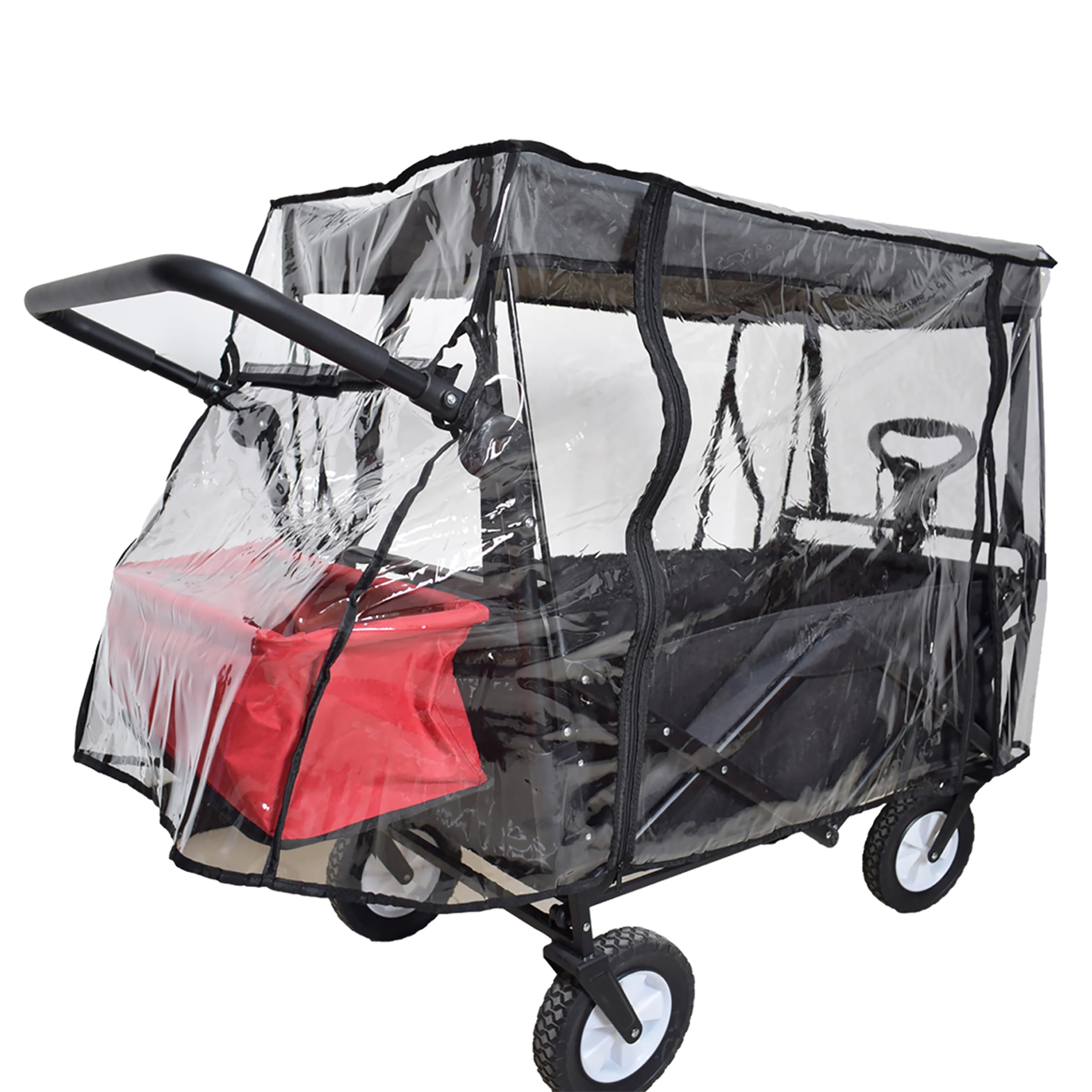 Rain Cover for Wagon Universal Clear Plastic Awning for Collapsible Beach Folding Utility Kids Grocery Push Stroller Wagon Cart Accessories Foldable