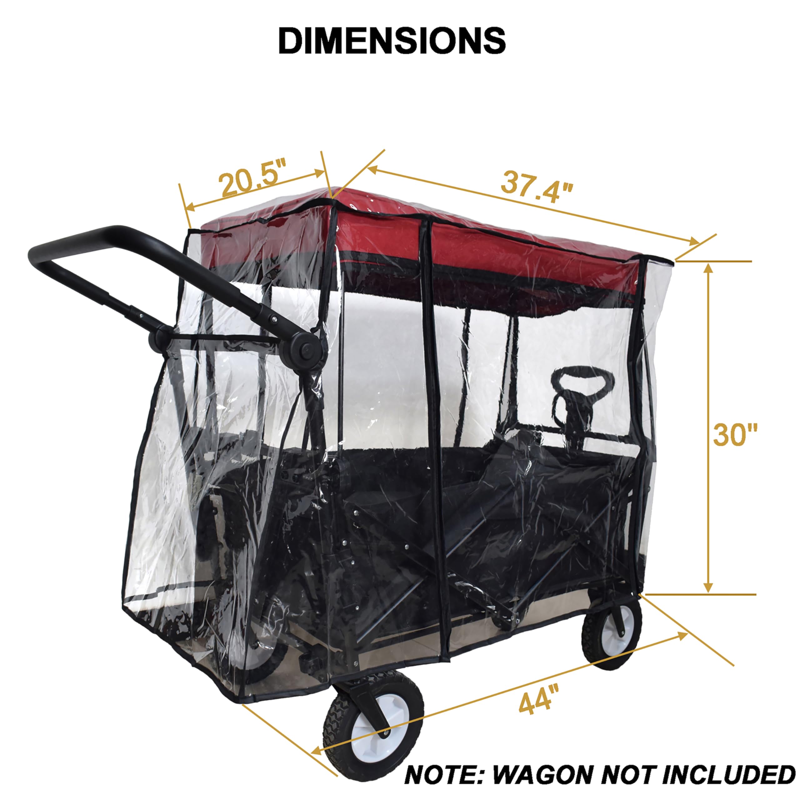 Rain Cover for Wagon Universal Clear Plastic Awning for Collapsible Beach Folding Utility Kids Grocery Push Stroller Wagon Cart Accessories Foldable