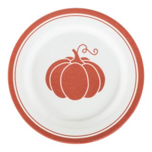 C.R. Gibson QAPS2-24068 Fall Leaves and Pumpkins Reusable Melamine Plate Set for Thanksgiving Dinners, 9" Diameter, 4pcs