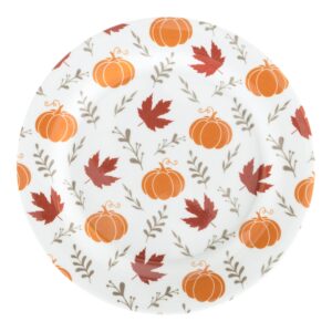 C.R. Gibson QAPS2-24068 Fall Leaves and Pumpkins Reusable Melamine Plate Set for Thanksgiving Dinners, 9" Diameter, 4pcs