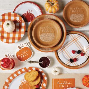 C.R. Gibson QAPS2-24068 Fall Leaves and Pumpkins Reusable Melamine Plate Set for Thanksgiving Dinners, 9" Diameter, 4pcs