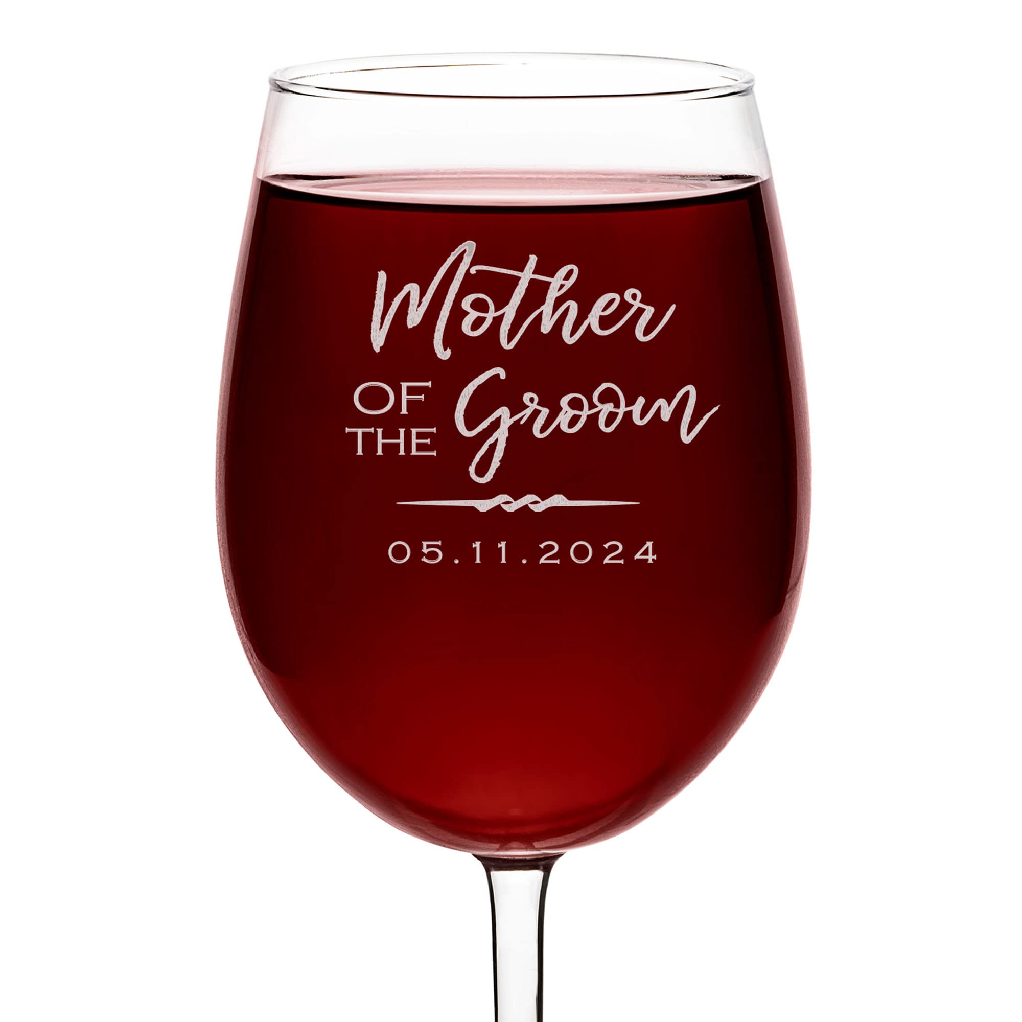 Lifetime Creations Engraved Personalized Mother of the Groom Wine Glass 19 oz - Stemmed Wine Glass Wedding Gift for Mom, Dishwasher Safe