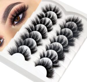 losha false lashes super fluffy faux mink eyelashes dramatic long and full fake eyelashes 7 pairs pack volume lashes