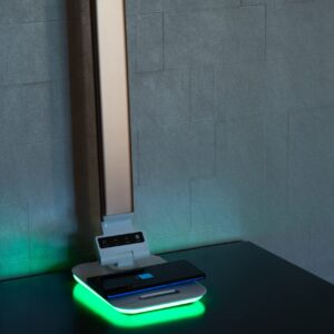 Zen Lumen Desk Lamp with RGB Accent Light Wireless Charger USB Port Dimmable Light Controls (Silver)