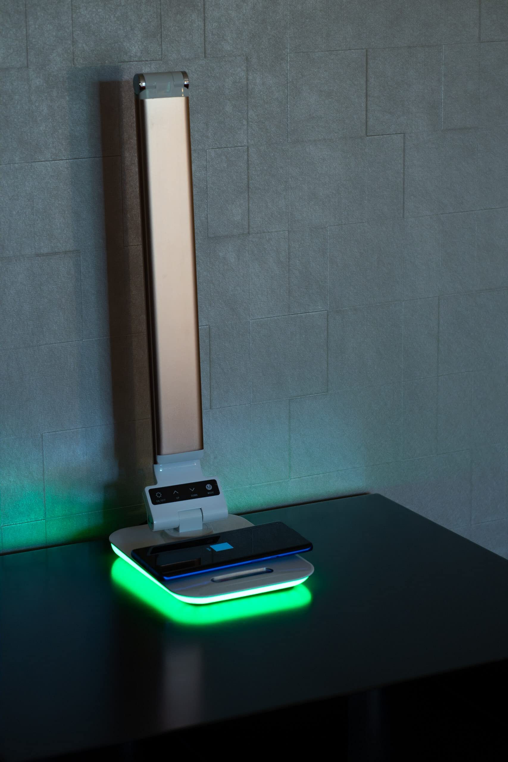 Zen Lumen Desk Lamp with RGB Accent Light Wireless Charger USB Port Dimmable Light Controls (Silver)