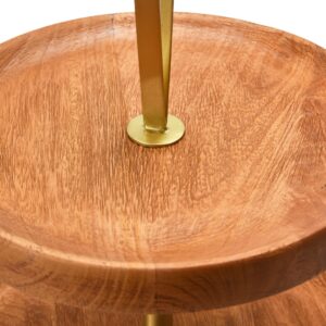 Creative Co-Op Elegant Modern 2, Cake Stand or Desert Serve Ware Tower, Natural & Gold Tiered Tray, Natural and Gold