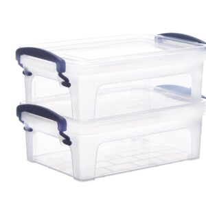 Superio Mini Storage Bins with Lids, Clear Plastic Containers for Organizing, Stackable Totes, BPA Free, Non Toxic, Odor Free, Organizer Boxes for Home, Office, and Dorm, 1.25 Qt, 2 Pack