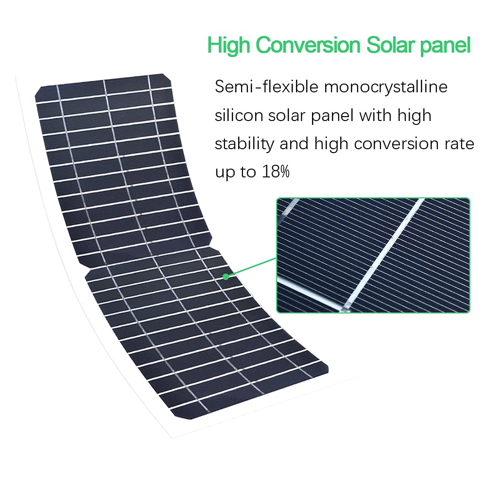 Socentralar Flexible Solar Panel Kit 12v/10w, Photovoltaic PV Module Charger with Controller USB and DC Alligator Clip Cable Outdoor Camping Emergency Lighting