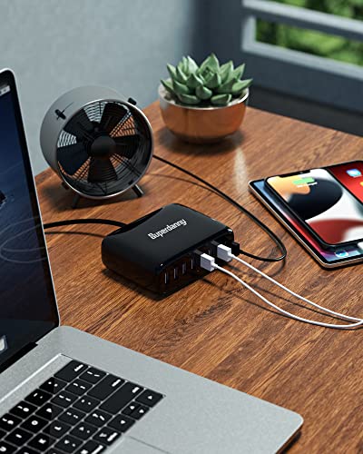 USB Charger Station, SUPERDANNY 8-Port Desktop Charging Station for Multiple Devices, Compatible with iPhone 11/X/Xs/Max/XR/SE/8/Plus, iPad Pro/Air/Mini, AirPods, Galaxy S10 Note, LG, and More, Black