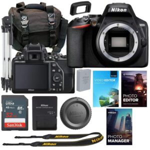 nikon d3500 dslr body only camera bundle + accessory kit including photo & video editing software package (renewed)