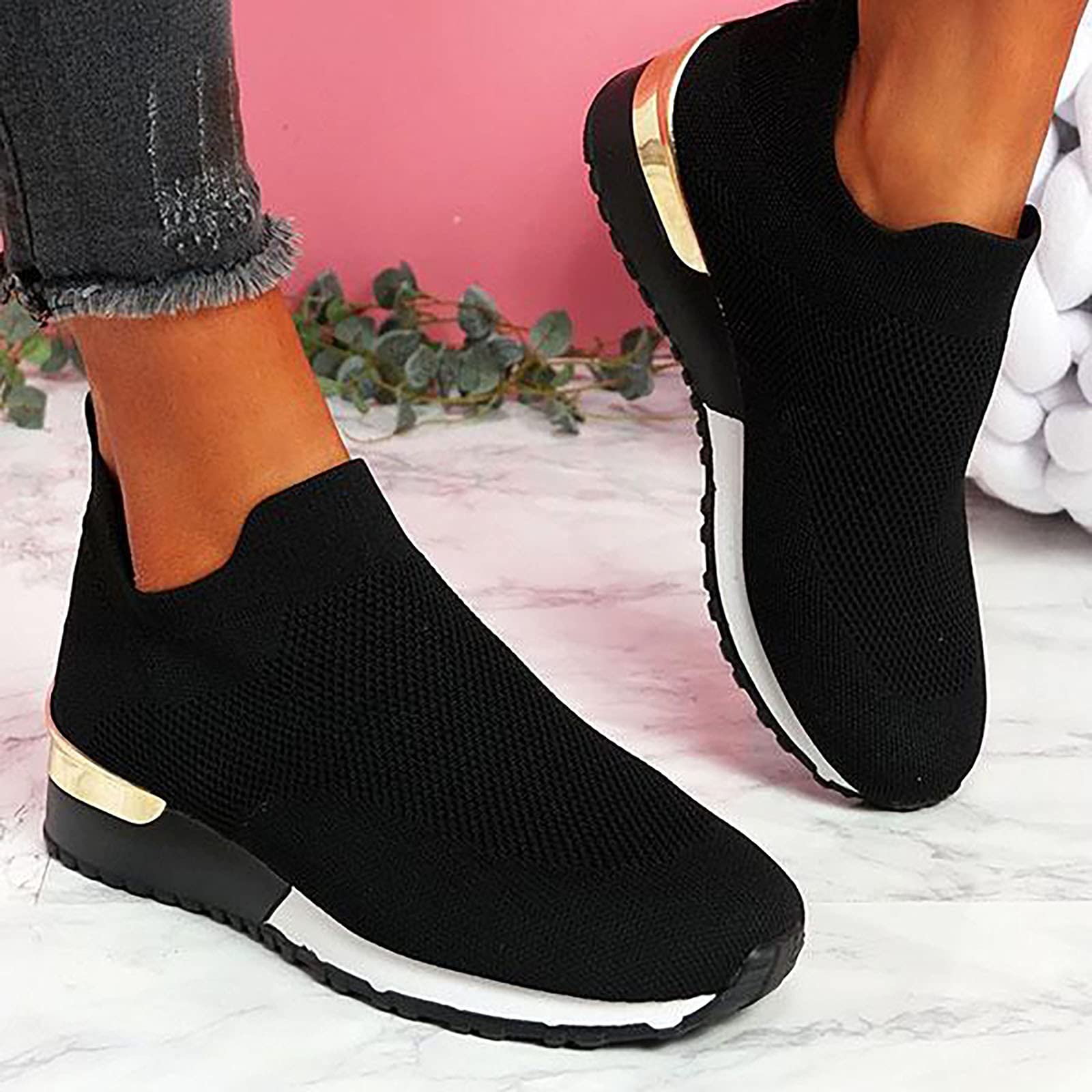 Women's Fashion Sneaker Lightweight Breathable Slip On Sport Shoes Casual Comfortable Running Tennis Shoes