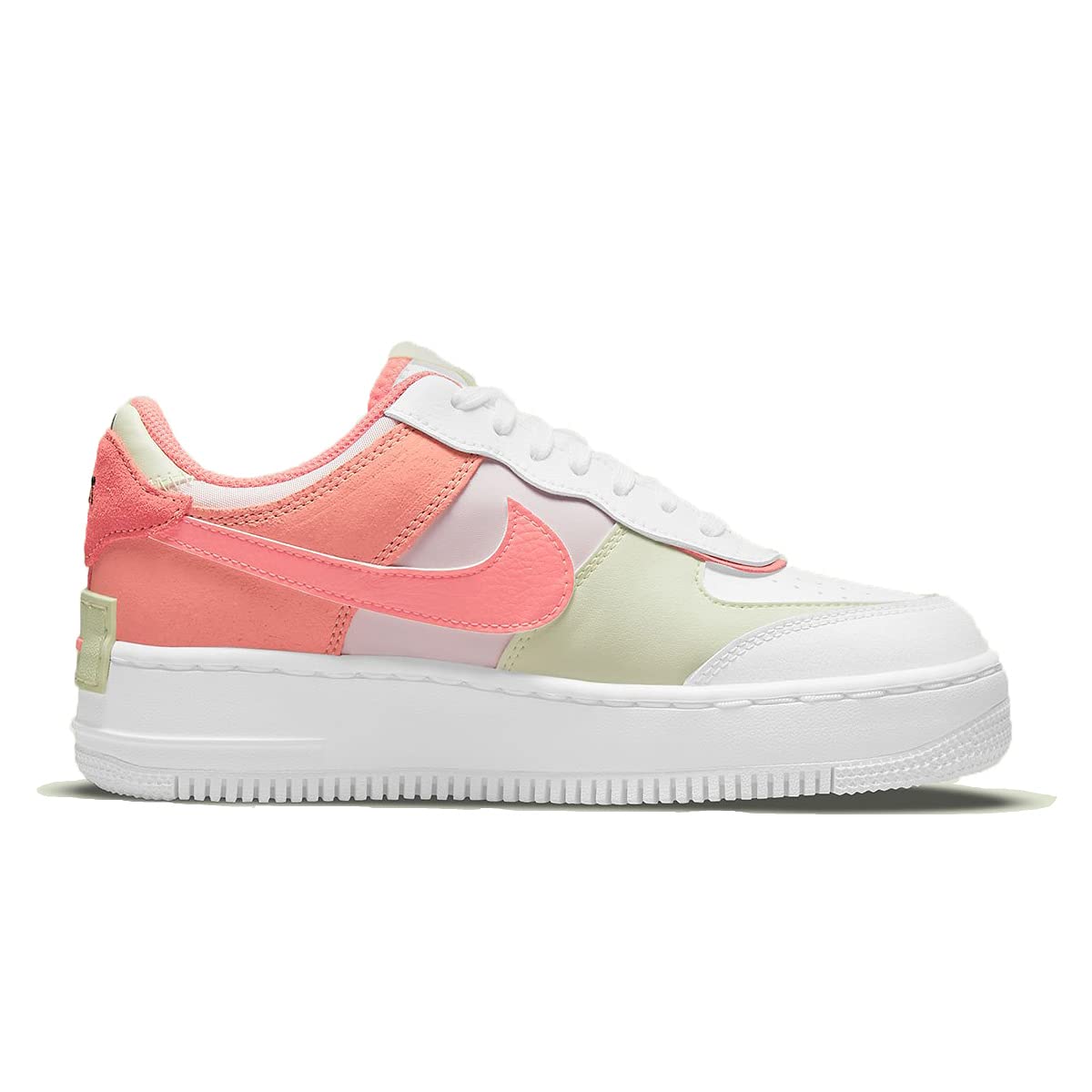 Nike Women's Air Force 1 Shoe, White/Magic Ember/Crimson Bliss/Lime Ice, 9