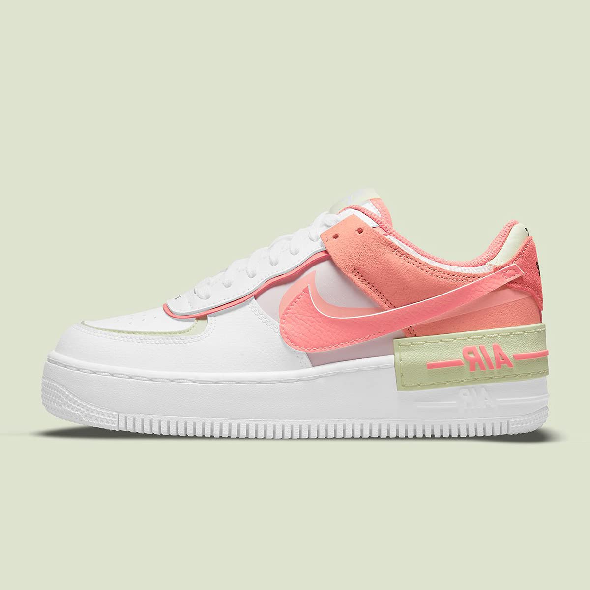 Nike Women's Air Force 1 Shoe, White/Magic Ember/Crimson Bliss/Lime Ice, 9