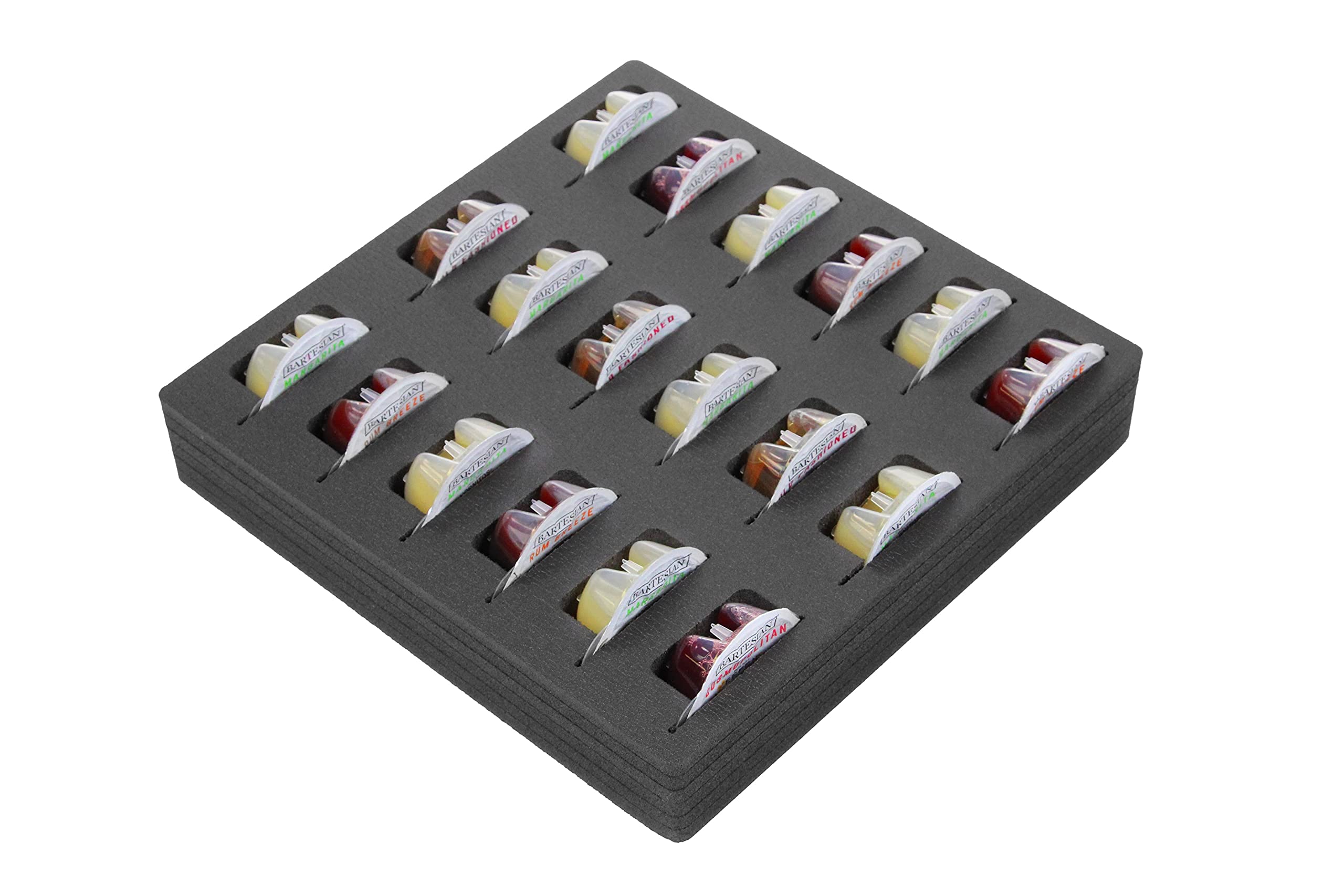 Polar Whale Cocktail Capsule Drawer Organizer Tray Insert Compatible with Bartesian for Kitchen Home Bar Party Waterproof Washable Black Foam 18 Compartment 12.5 x 12.5 Inches