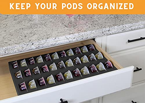 Polar Whale 2 Cocktail Capsule Drawer Organizers Tray Insert Compatible with Bartesian for Kitchen Home Bar Party Waterproof Washable Black Foam 33 Compartment 12.1 x 19.9 Inches