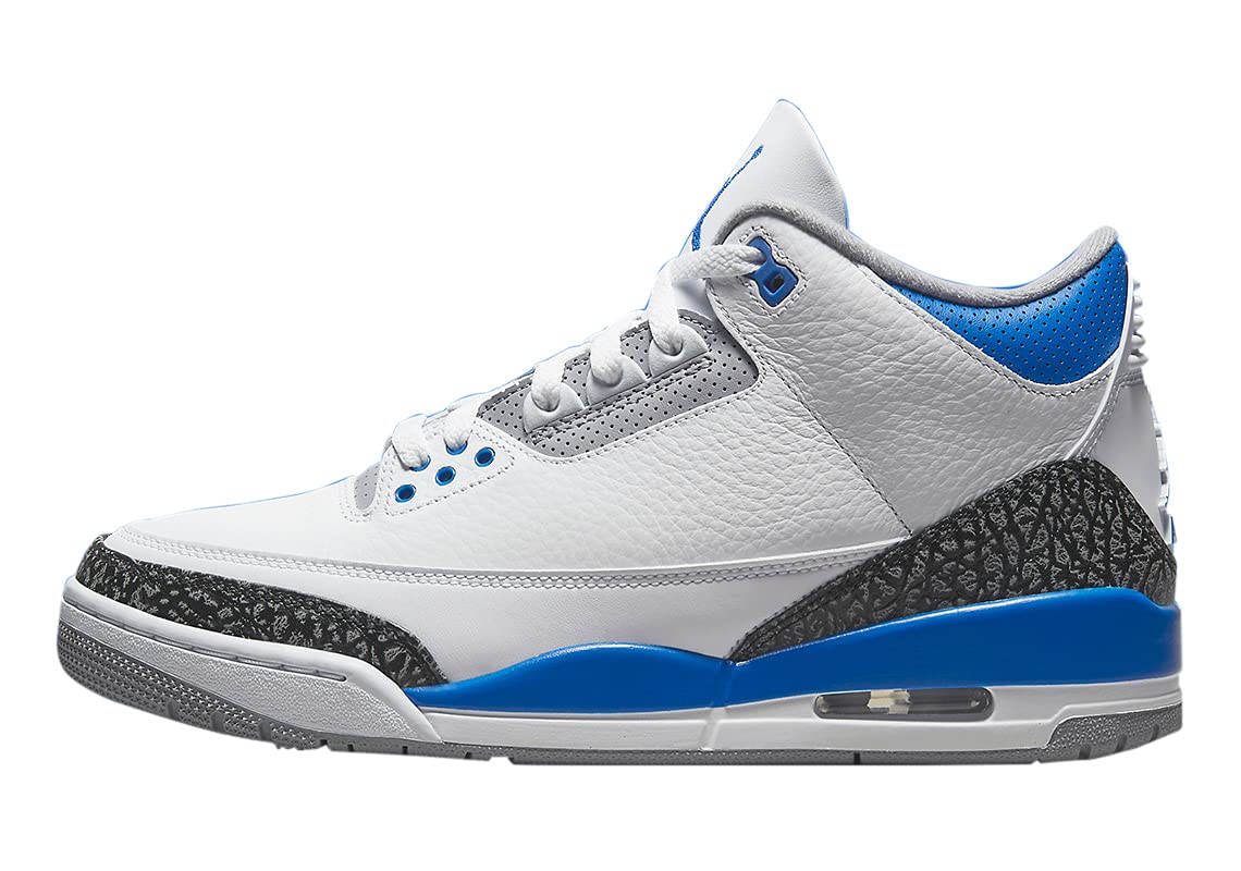 Nike Men's Air Jordan 3 Retro Racer Blue, White/Black/Cement Grey/Racer, 10