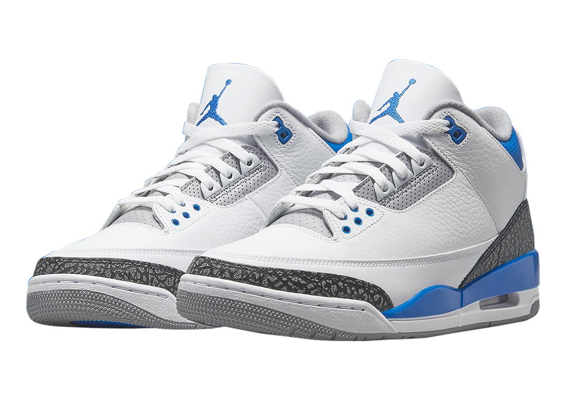 Nike Men's Air Jordan 3 Retro Racer Blue, White/Black/Cement Grey/Racer, 10