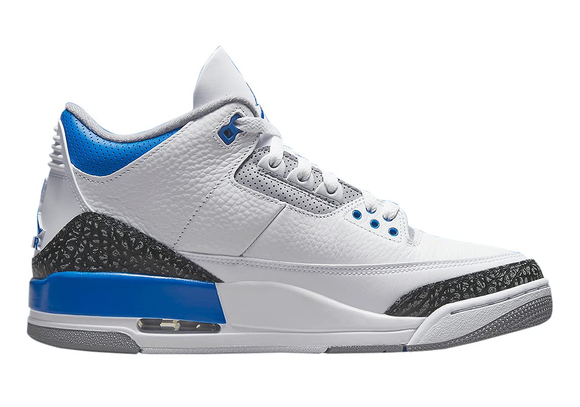 Nike Men's Air Jordan 3 Retro Racer Blue, White/Black/Cement Grey/Racer, 10