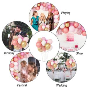 Amandir 164Pcs Rose Gold Pink Balloons Garland Arch Kit Light Pink Gold White Confetti Latex Metallic Balloons for Birthday Baby Shower Wedding Party Decorations Supplies