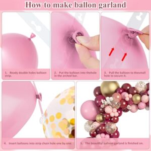 Amandir 162Pcs Burgundy Pink Balloons Garland Arch Kit, Light Pink Gold White Balloons Confetti Latex Metallic Balloons for Mom Birthday Baby Shower Wedding Mother's Day Party Decorations Supplies