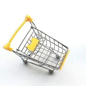 2 Pcs Mini Shopping Cart Supermarket Handcart Shopping Utility Cart Mode Storage Toy, Yellow and Pink