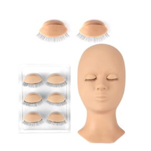 lash mannequin head, calailis mannequin head, eyelash extension mannequin head, doll head for lash extensions, eyelash mannequin head with 4 pairs removable eyelids (skin colour)